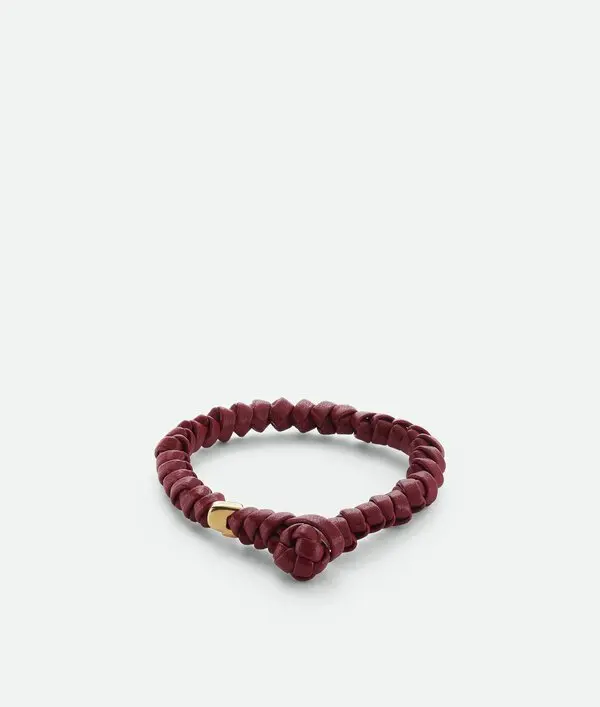 Bottega Veneta Knot Leather Bracelet - Dark Apple Candy