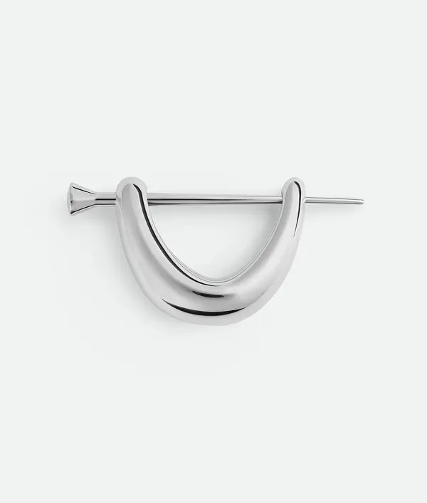 Bottega Veneta Ellipse Hair Clip - Silver