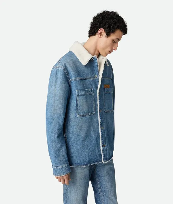 Bottega Veneta Indigo Denim And Shearling Jacket