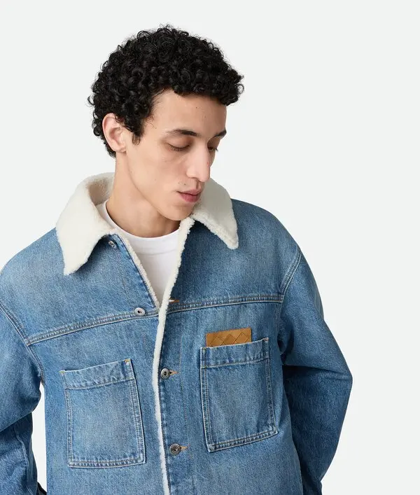 Bottega Veneta Indigo Denim And Shearling Jacket