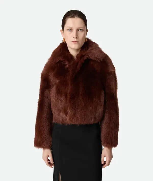 Bottega Veneta Toscana Shearling Cropped Blouson - Pudding