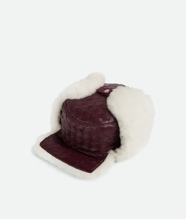 Bottega Veneta Intrecciato Leather Aviator Hat