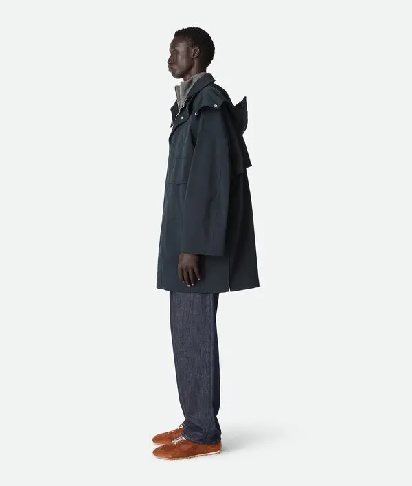 Bottega Veneta Bonded Tech Wool Hooded Parka