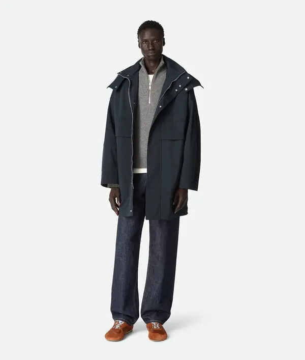 Bottega Veneta Bonded Tech Wool Hooded Parka