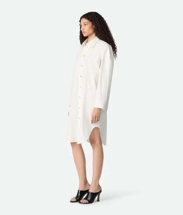 Bottega Veneta Cotton Midi Dress With Metal Knot Buttons