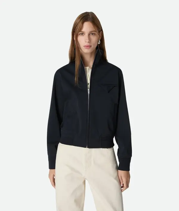 Bottega Veneta Bonded Tech Wool Blouson - Navy
