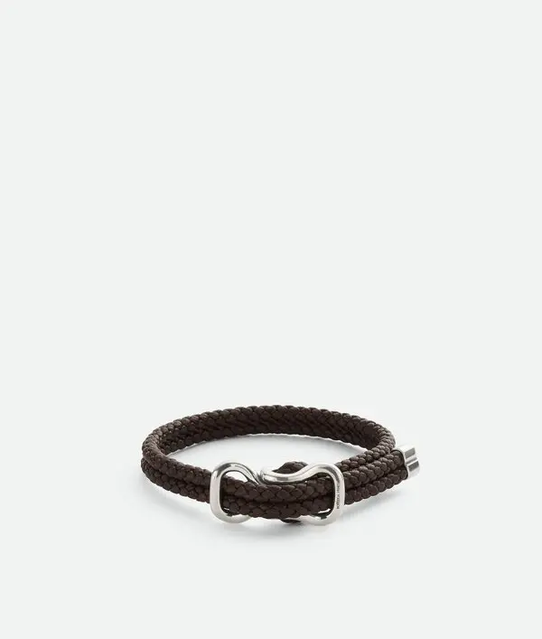 Bottega Veneta Sterling Silver And Braided Leather Bracelet - Fondant
