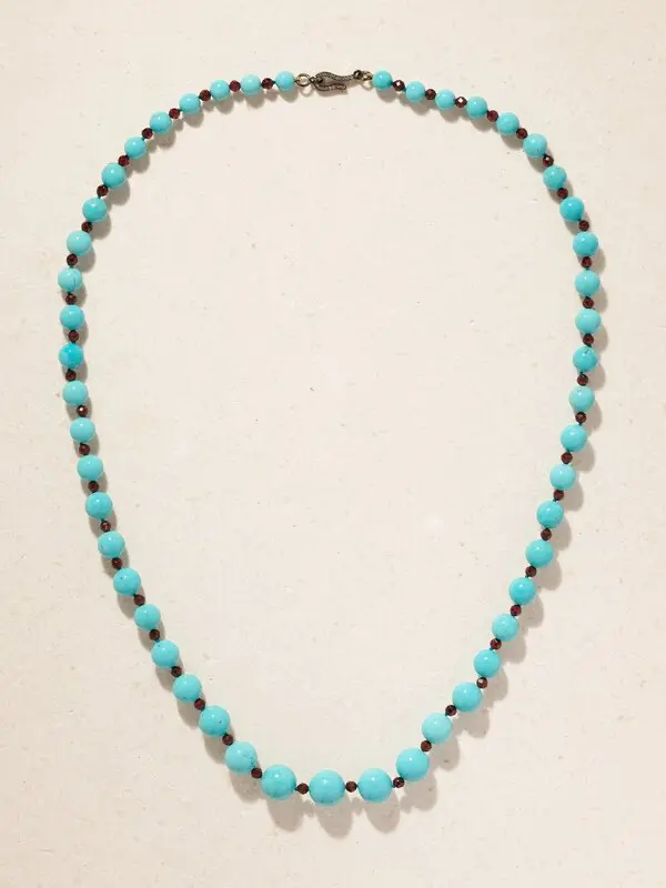 Ileana Makri 18-karat White Gold, Turquoise, Garnet And Diamond Necklace - Blue