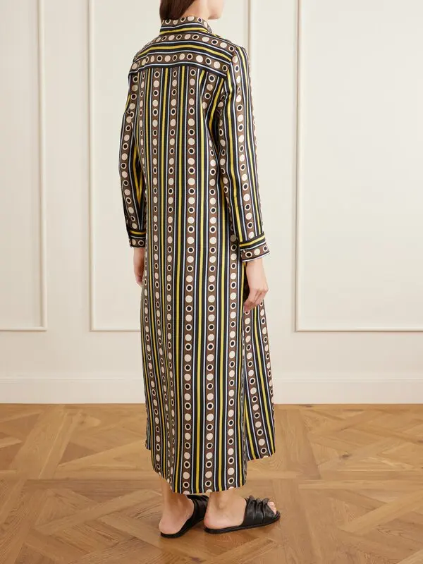 La DoubleJ Chemise' Printed Silk-twill Maxi Shirt Dress