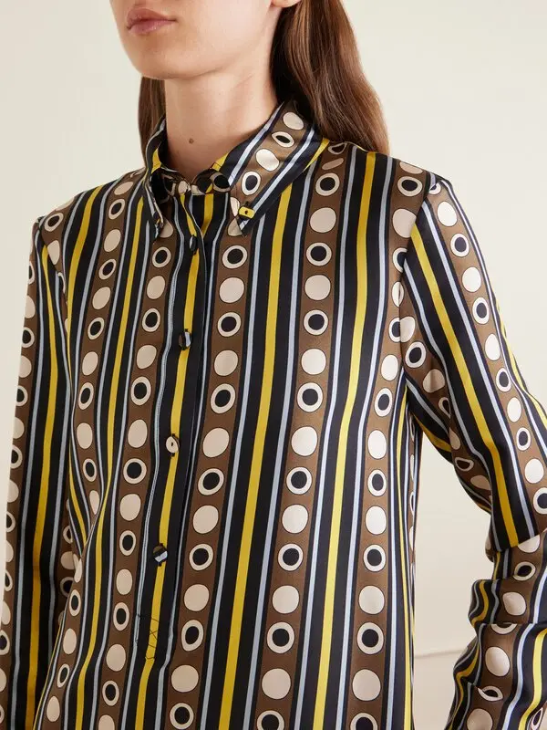 La DoubleJ Chemise' Printed Silk-twill Maxi Shirt Dress