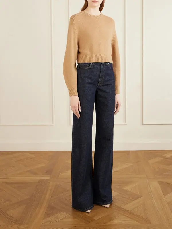 Khaite Masie Cropped Wool And Cashmere-blend Sweater - Neutrals