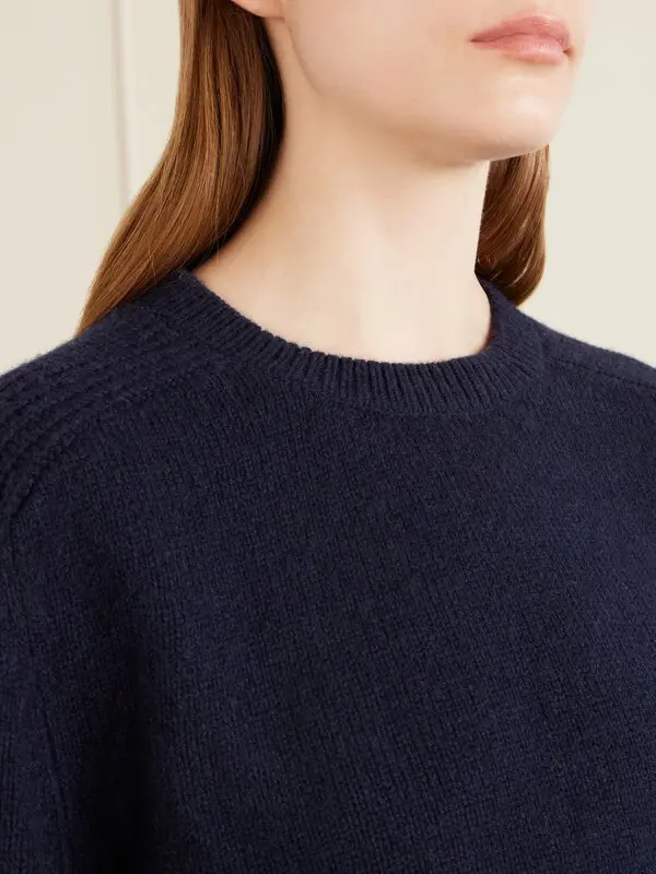 Khaite Masie Cropped Wool And Cashmere-blend Sweater - Blue