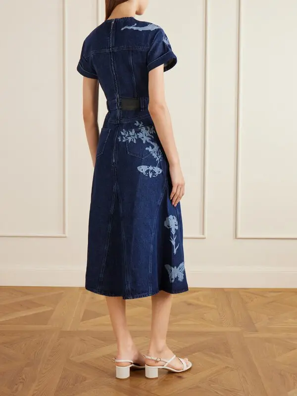 Erdem Floral-print Denim Midi Dress