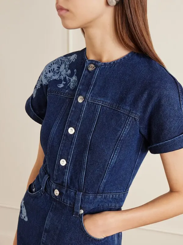 Erdem Floral-print Denim Midi Dress