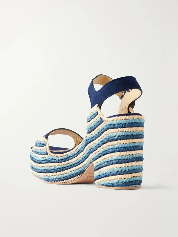 Gabriela Hearst Dardis 100 Crocheted Suede Platform Sandals