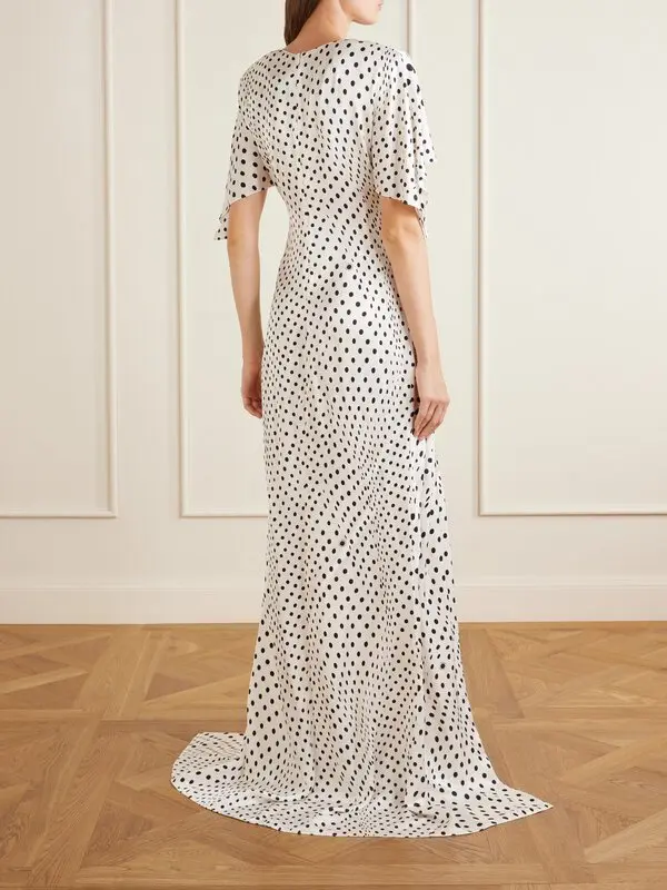 Stella McCartney Asymmetrical Polka Dot Satin Midi Dress - White