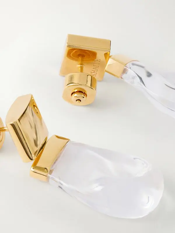 Khaite Gold-plated Resin Drop Earrings - Neutrals