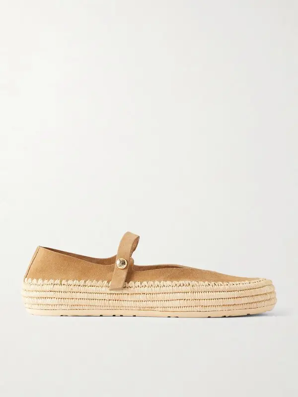 Loewe Paula's Ibiza Rio Suede Mary Jane Espadrilles - Brown