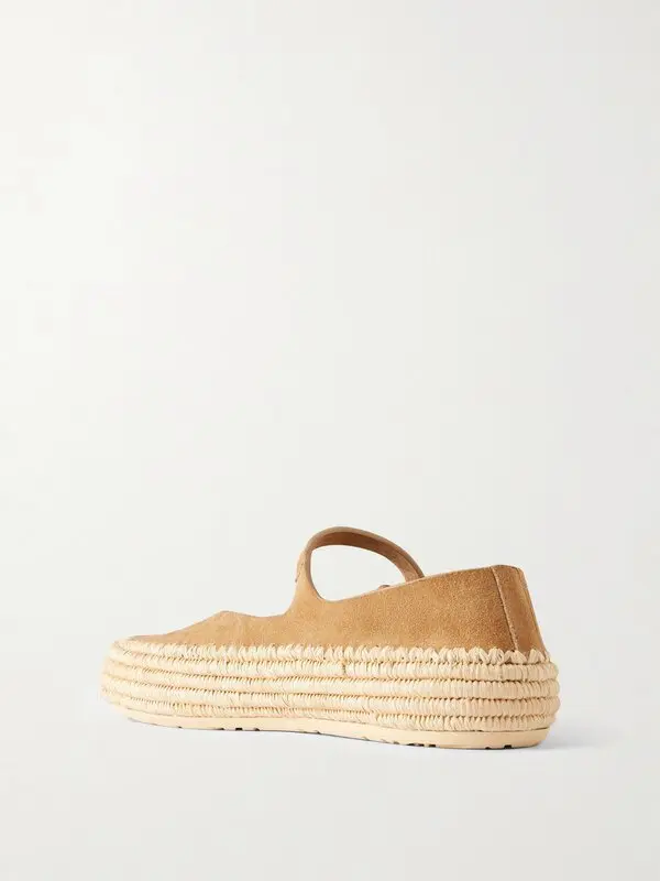 Loewe Paula's Ibiza Rio Suede Mary Jane Espadrilles - Brown