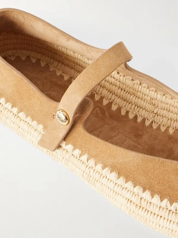 Loewe Paula's Ibiza Rio Suede Mary Jane Espadrilles - Brown