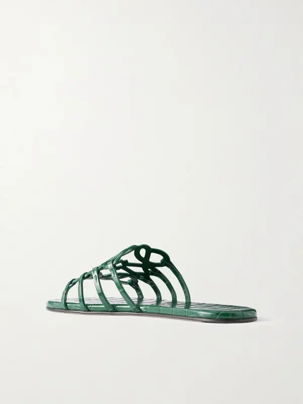 Loewe Petal Anagram Croc-effect Leather Slides