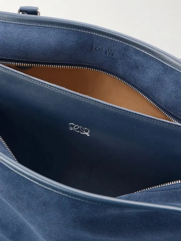 Loewe Amazona Suede Tote With Leather Trim - Blue