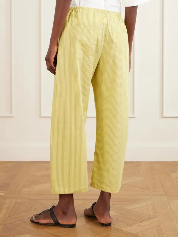 LESET Yoshi Striped Cotton And Lyocell-blend Wide-leg Trousers - Yellow