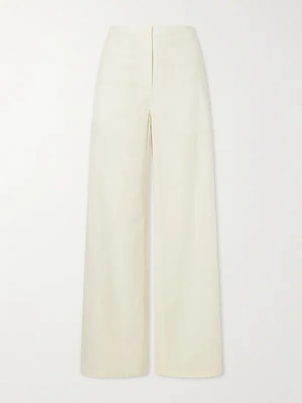 Theory Cotton-poplin Wide-leg Pants - Neutrals