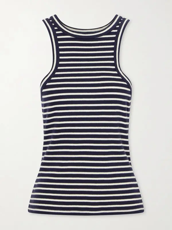 NILI LOTAN Hank Striped Cotton Tank - Blue