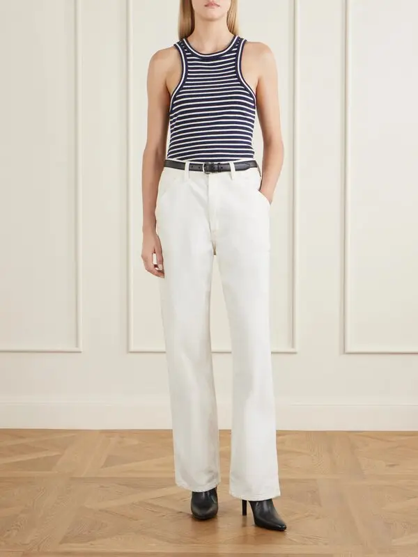 NILI LOTAN Hank Striped Cotton Tank - Blue