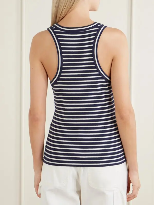 NILI LOTAN Hank Striped Cotton Tank - Blue