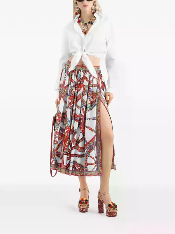 Dolce & Gabbana Carretto Print Poplin Long Skirt