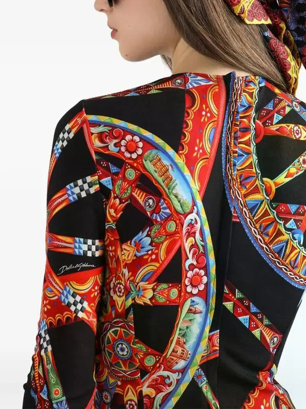 Dolce & Gabbana Carretto-print Long Sleeve Maxi Dress