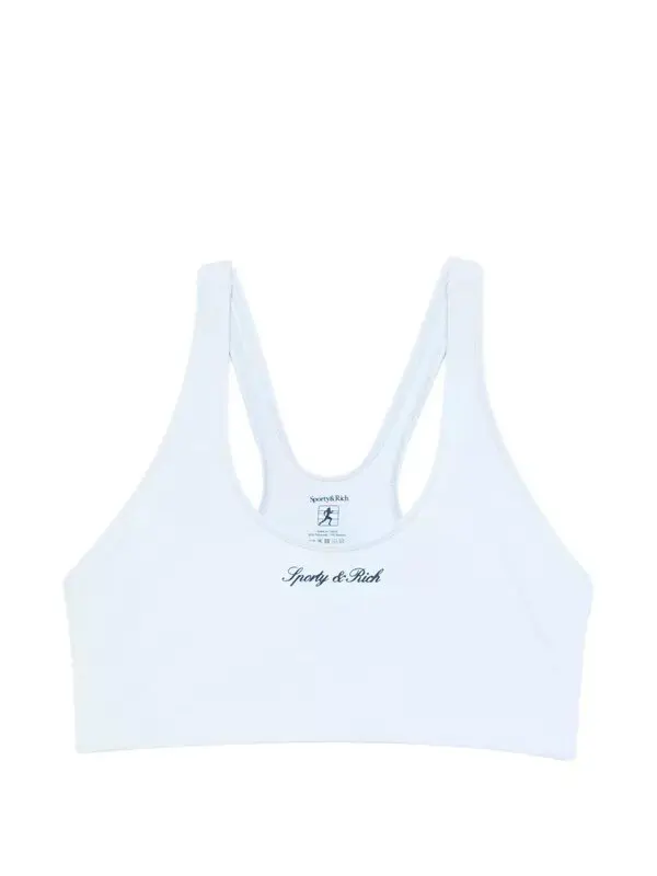 SPORTY & RICH Logo-detail Racerback Sports Bra - Blue