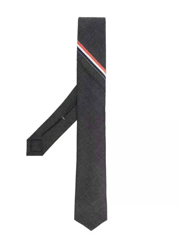 Thom Browne Rwb-stripe Wool Tie - Grey