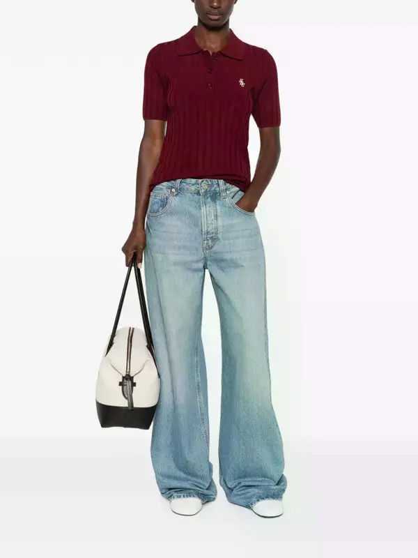 SPORTY & RICH Ribbed-knit Polo Shirt