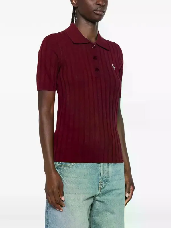 SPORTY & RICH Ribbed-knit Polo Shirt