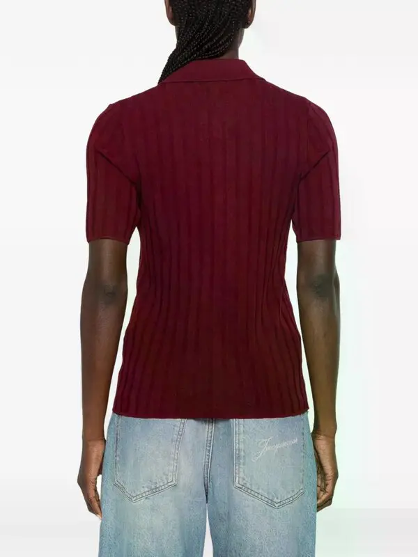 SPORTY & RICH Ribbed-knit Polo Shirt