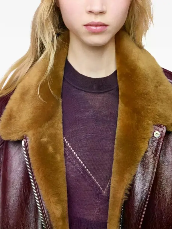 Rabanne Shearling-collar Leather Bomber Jacket