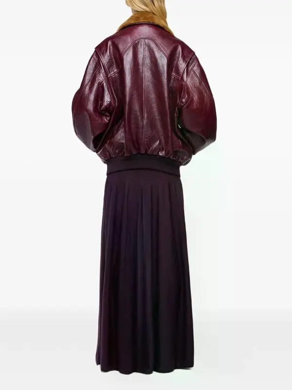 Rabanne Shearling-collar Leather Bomber Jacket