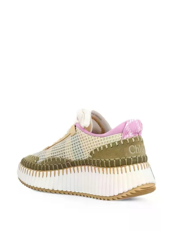 Chloé Nama Whipstitched Mesh Sneakers - Neutrals
