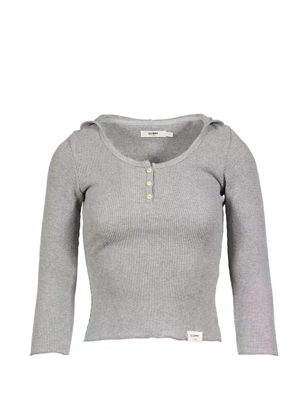 GLOWNY 3/4 G Waffle-knit Button Hoodie