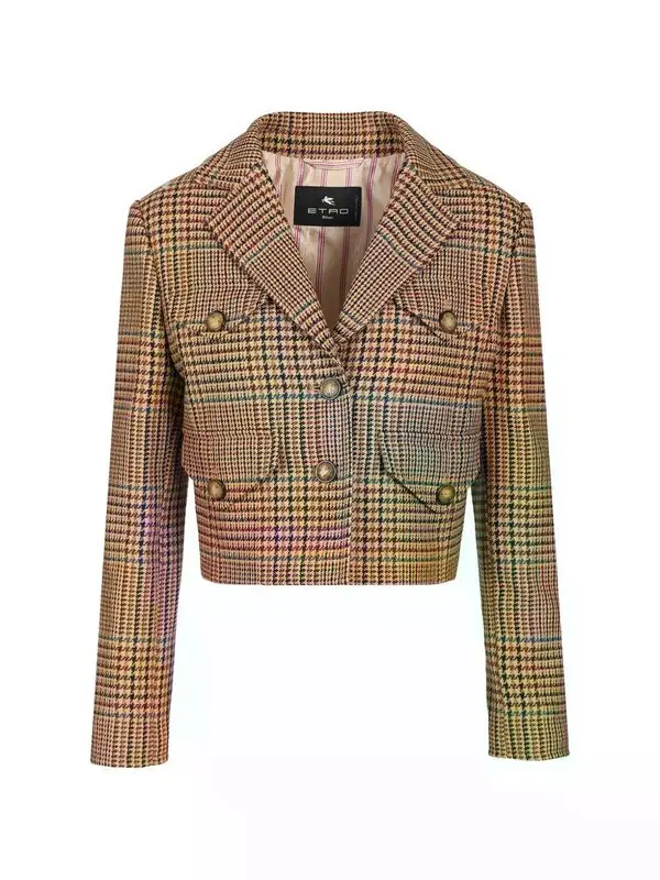 Etro Houndstooth-pattern Cropped Blazer