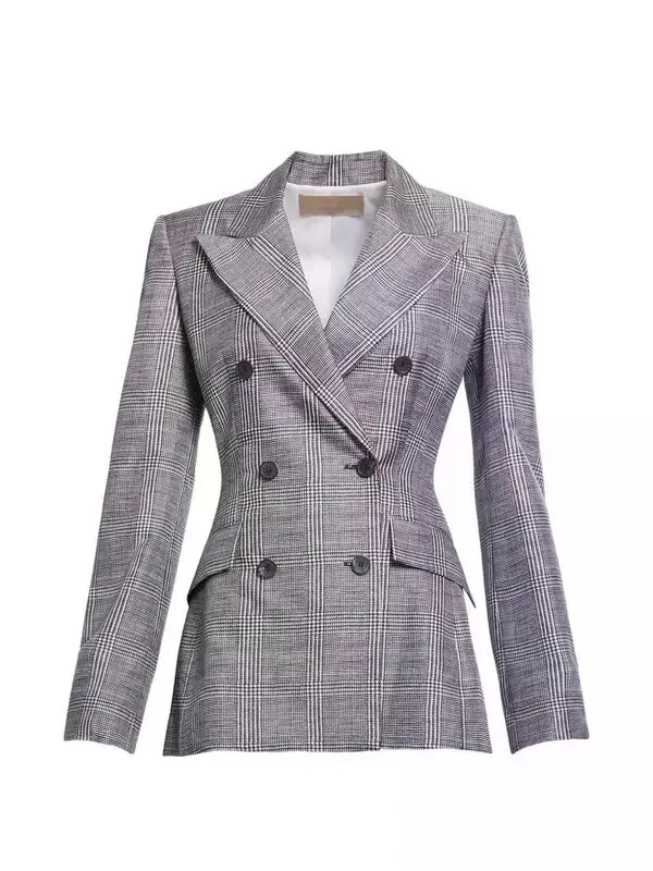 Elie Saab Prince Of Wales Check Double-breasted Blazer - Grey