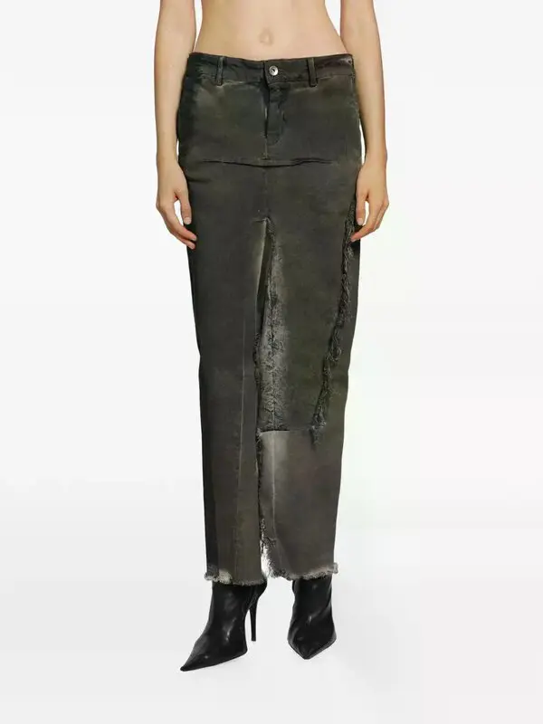 Rick Owens Tower Denim Sliced Midi Skirt - Grey