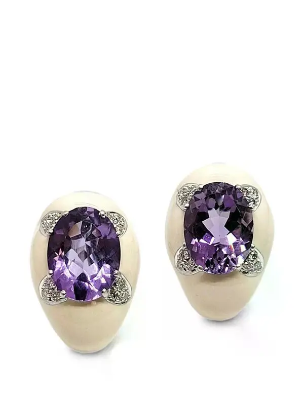ANDREOLI Diamond Amethyst Oval Earrings