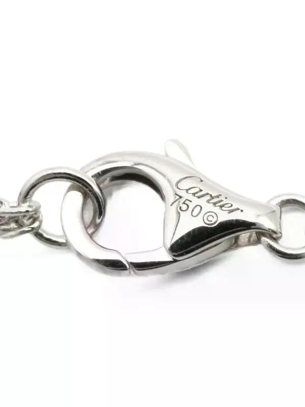 Cartier 18k White Gold Diamond Logo Pendant Necklace