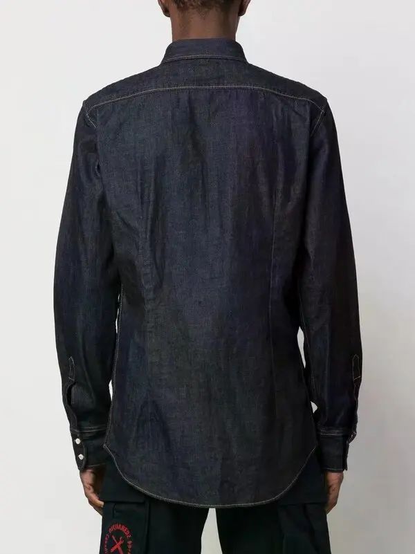 Dsquared2 Logo Plaque Denim Shirt