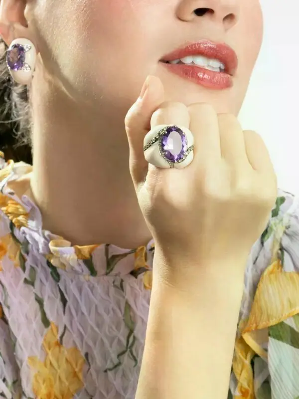 ANDREOLI Diamond Amethyst White Ring