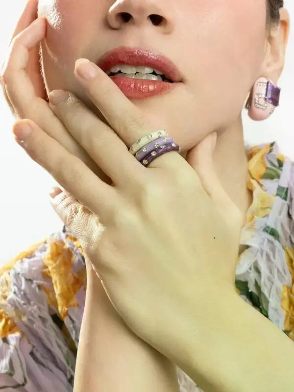ANDREOLI Diamond Dark Purple Band Ring - Silver